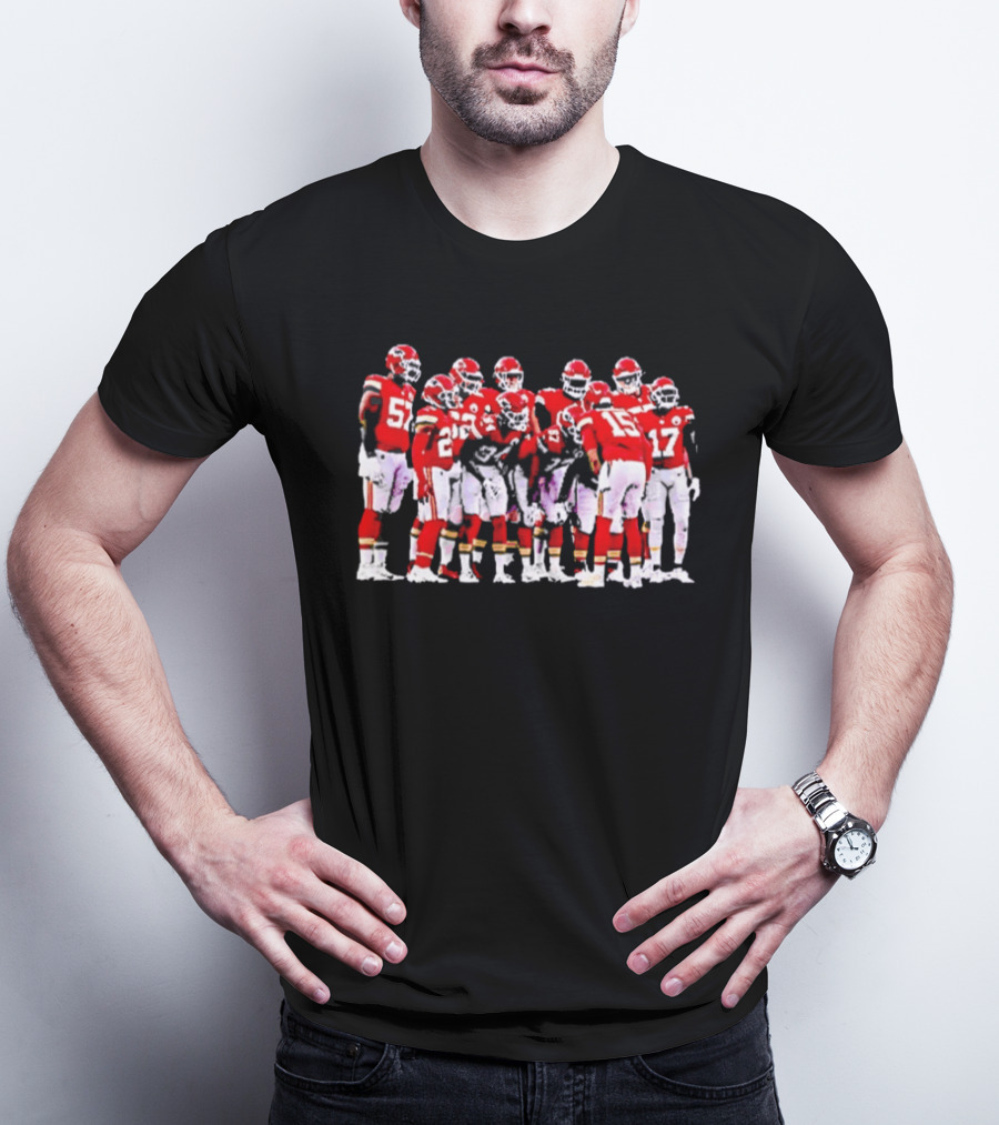 Kansas City Chiefs Players Huddle Team Spirit NFL Football T-Shirt