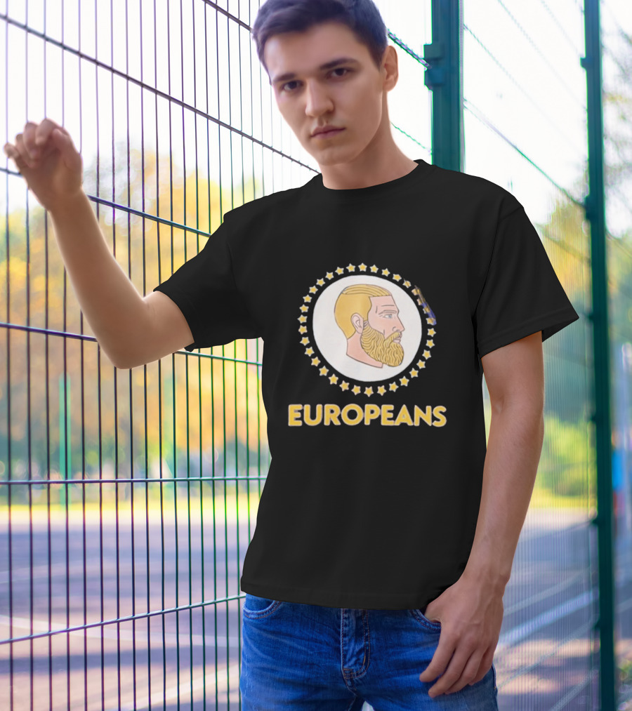 Yes Chad Europeans Stars Circle Beard T-Shirt