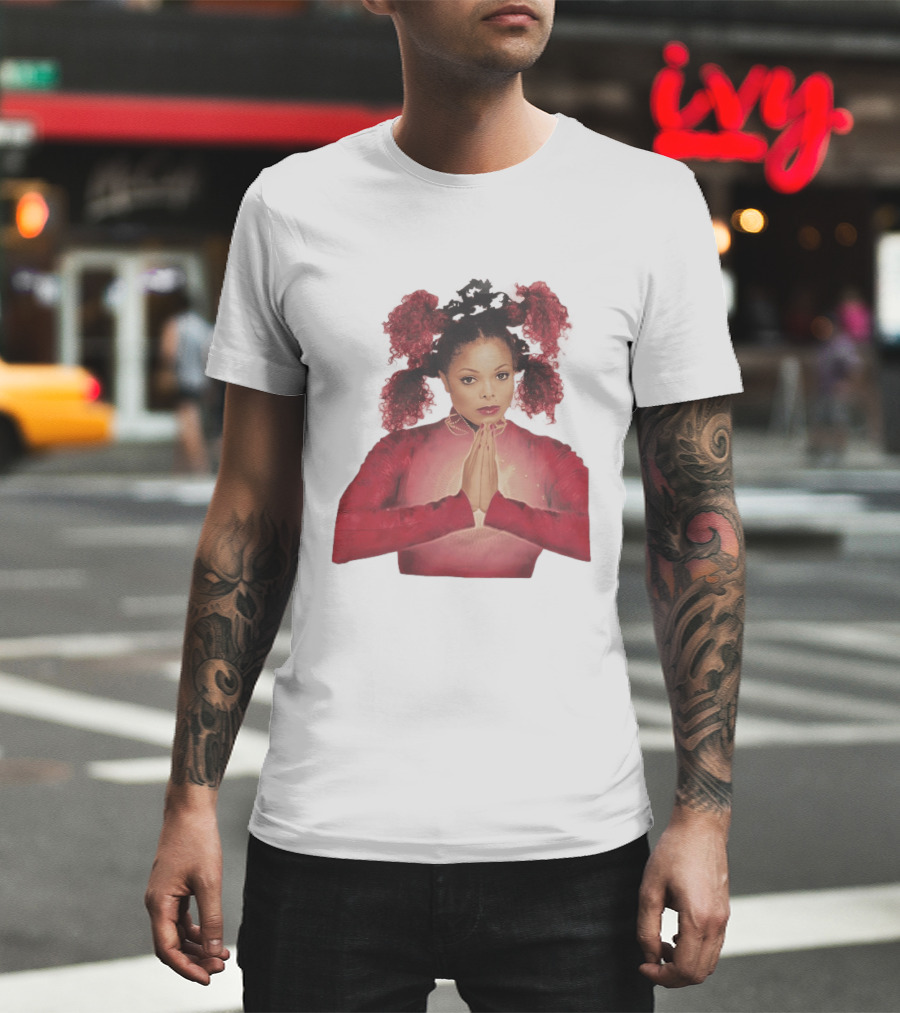 1999 Janet Jackson Velvet Rope Tour Red Outfit Praying Hands T-Shirt