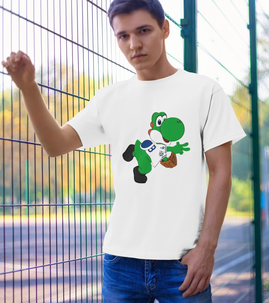 Los Angeles Dodgers Green Dinosaur Cartoon Character Toddler Staple T-Shirt
