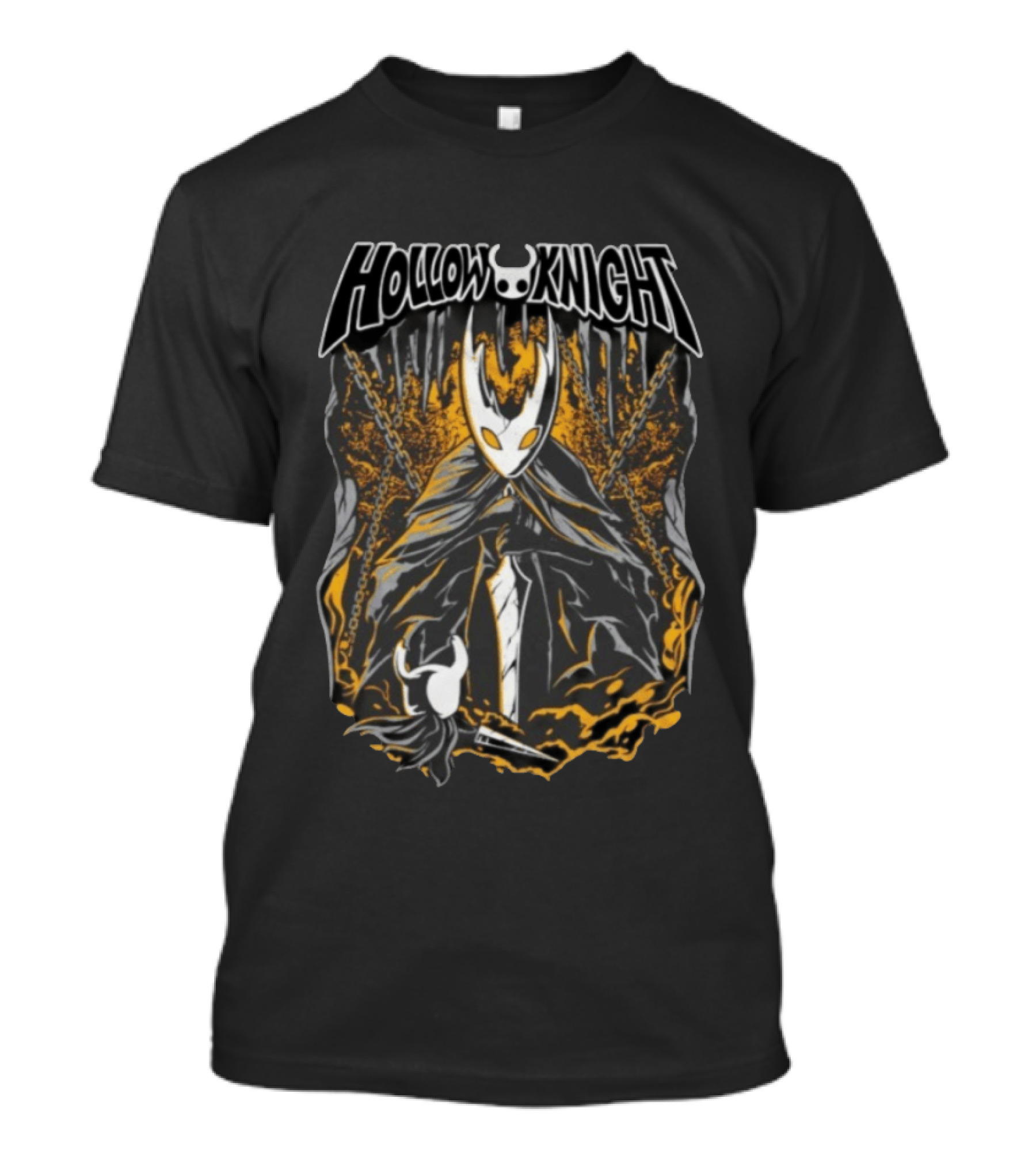 Hollow Knight Video Game Character In Dark Cave With Chains And Cloak T-Shirt