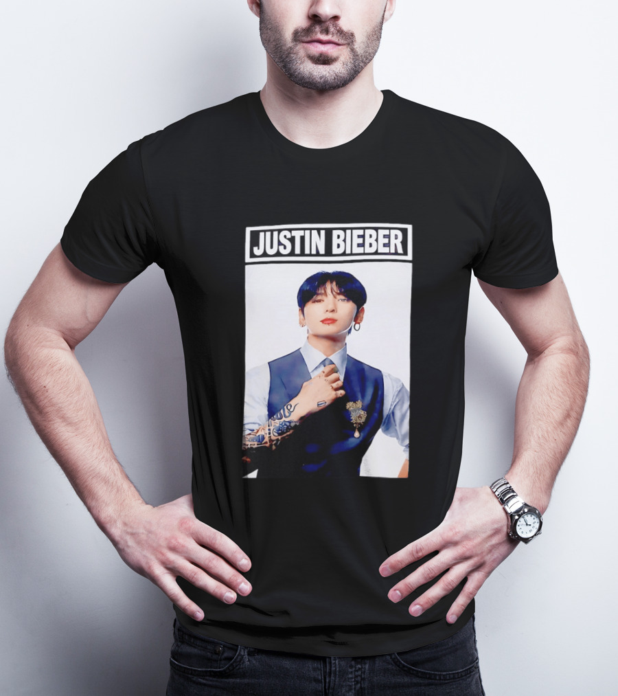 Justin Bieber Jungkook Wearing Suit Tattoo T-Shirt