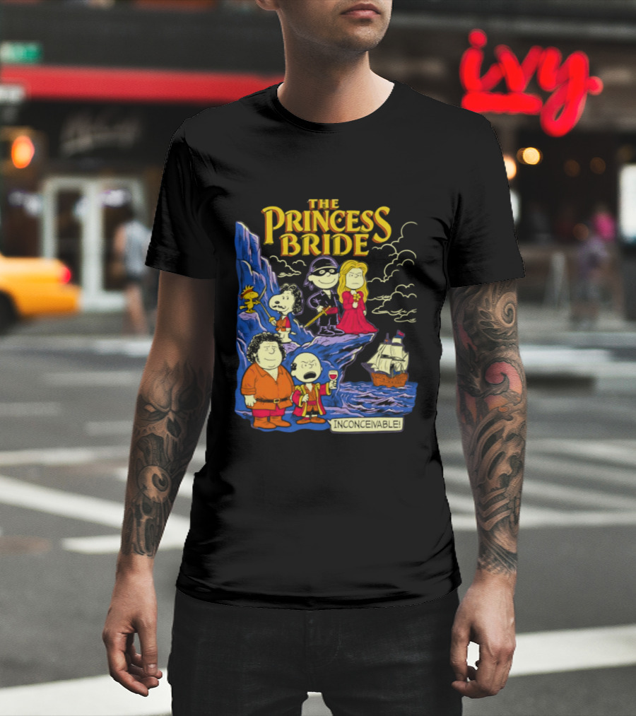 The Princess Bride Peanuts Crossover Featuring Iconic Cartoon Characters T-Shirt