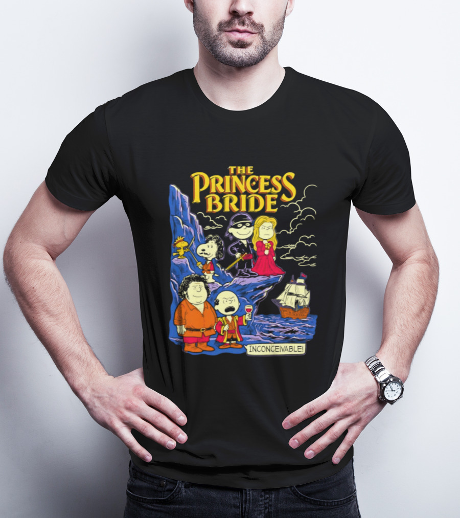 The Princess Bride Peanuts Crossover Featuring Iconic Cartoon Characters T-Shirt