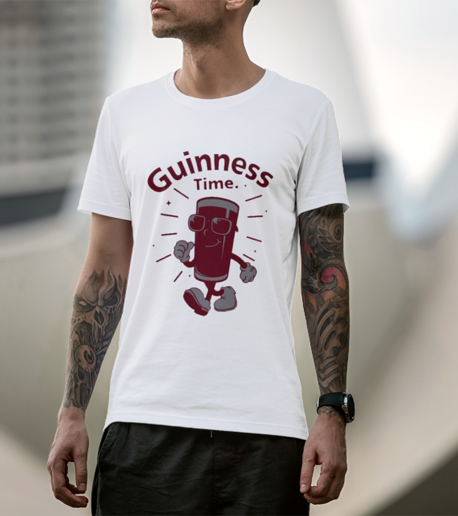 Guinness Time Walking Pint With Sunglasses T-Shirt