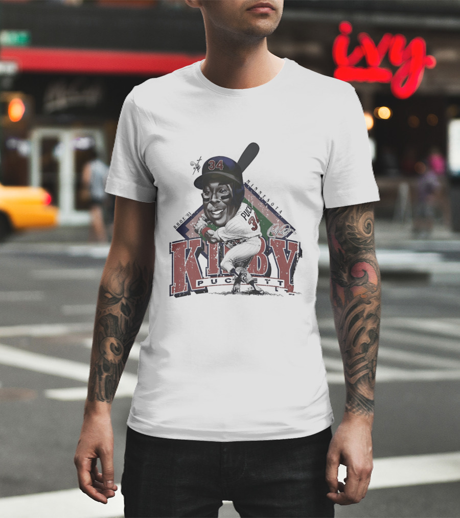 Kirby Puckett 34 Minnesota Twins Baseball Cartoon T-Shirt