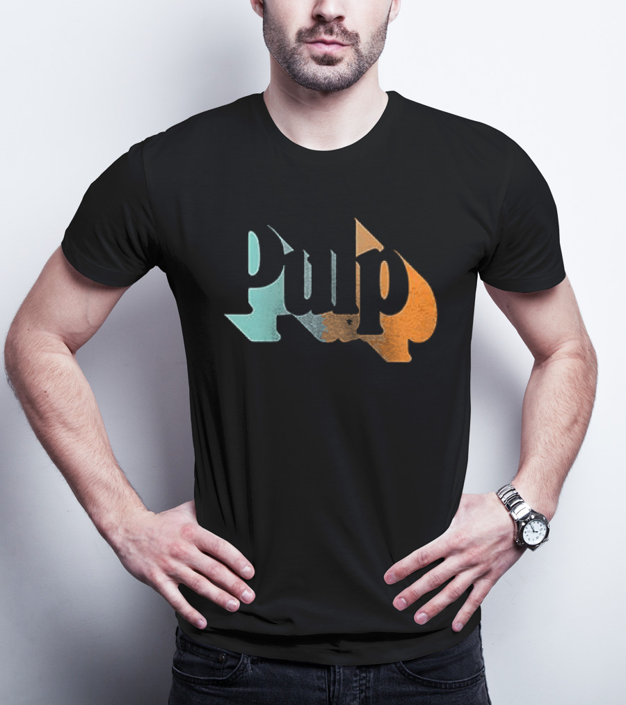 Here Comes More Pulp Dates Retro Style Text In Blue And Orange T-Shirt