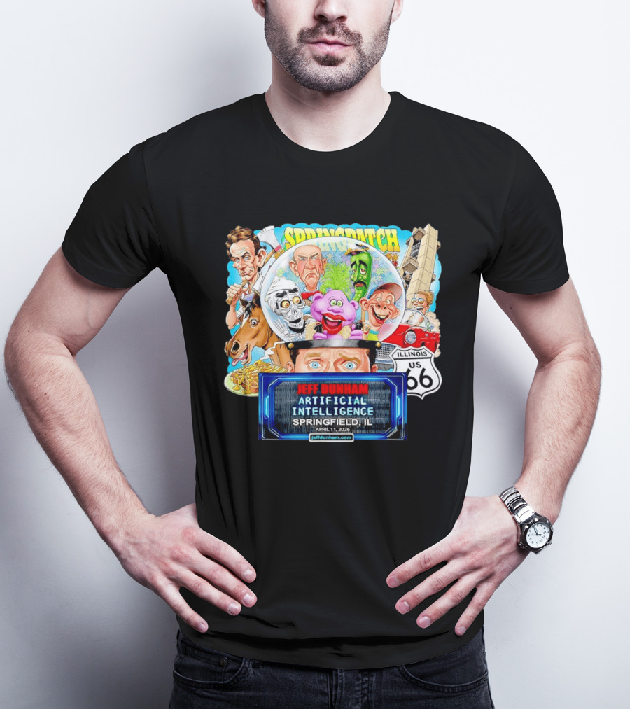 Jeff Dunham Artificial Intelligence Tour Springfield IL Illinois US 66 Characters T-Shirt