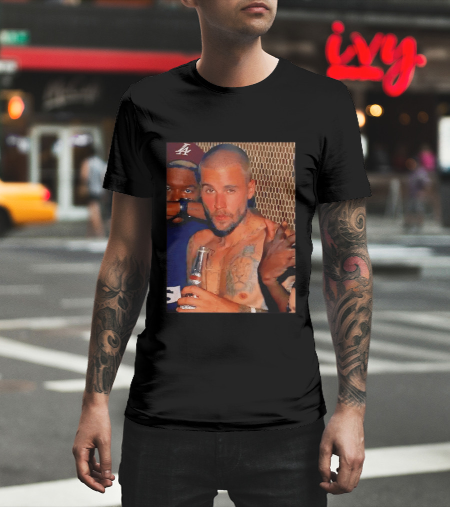 Justin Bieber Holding Beer Photo T-Shirt