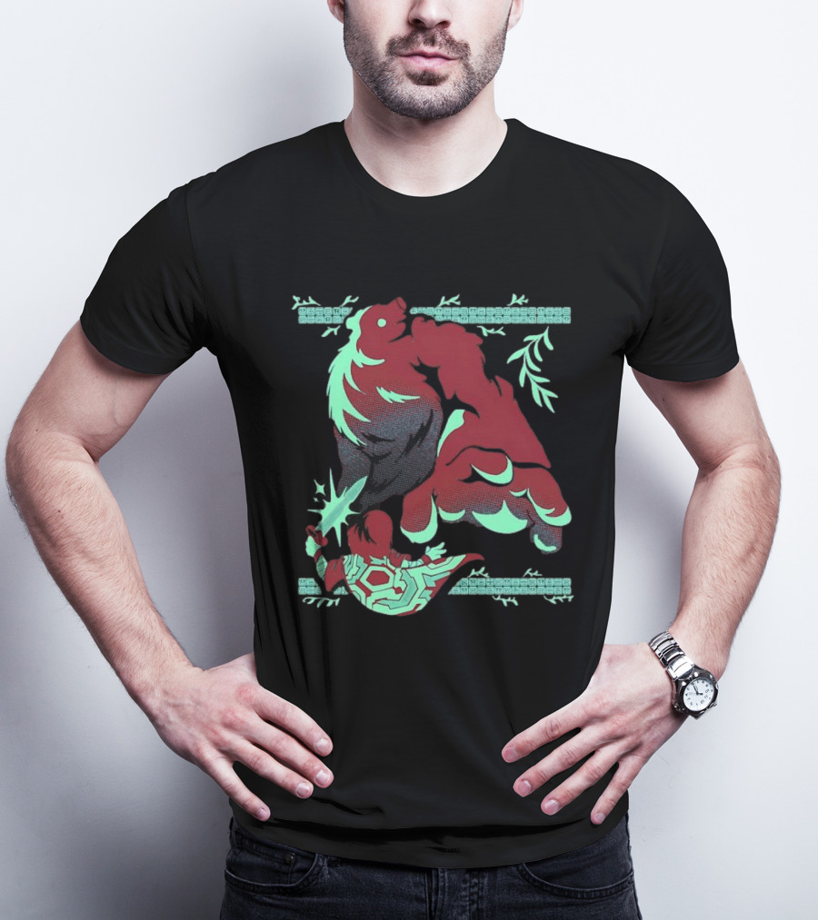 Shadowy Colossus Duel Fanart With Sword And Giant T-Shirt