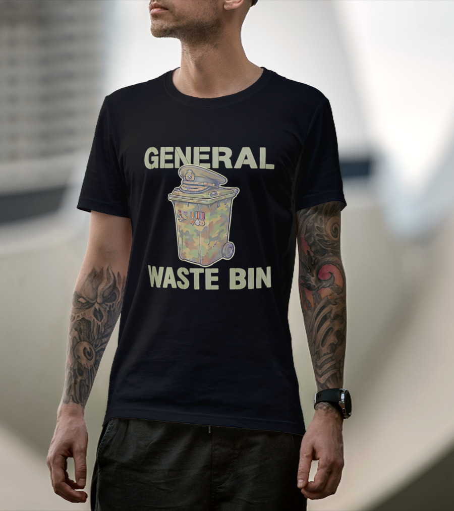 General Waste Bin Camo Trash Hat Medals T-Shirt
