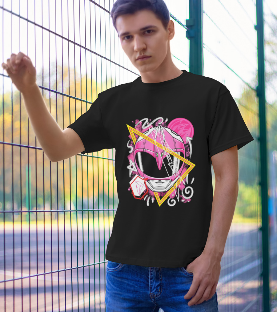 Mighty Morphin Power Rangers Pink Ranger Helmet Iconography T-Shirt