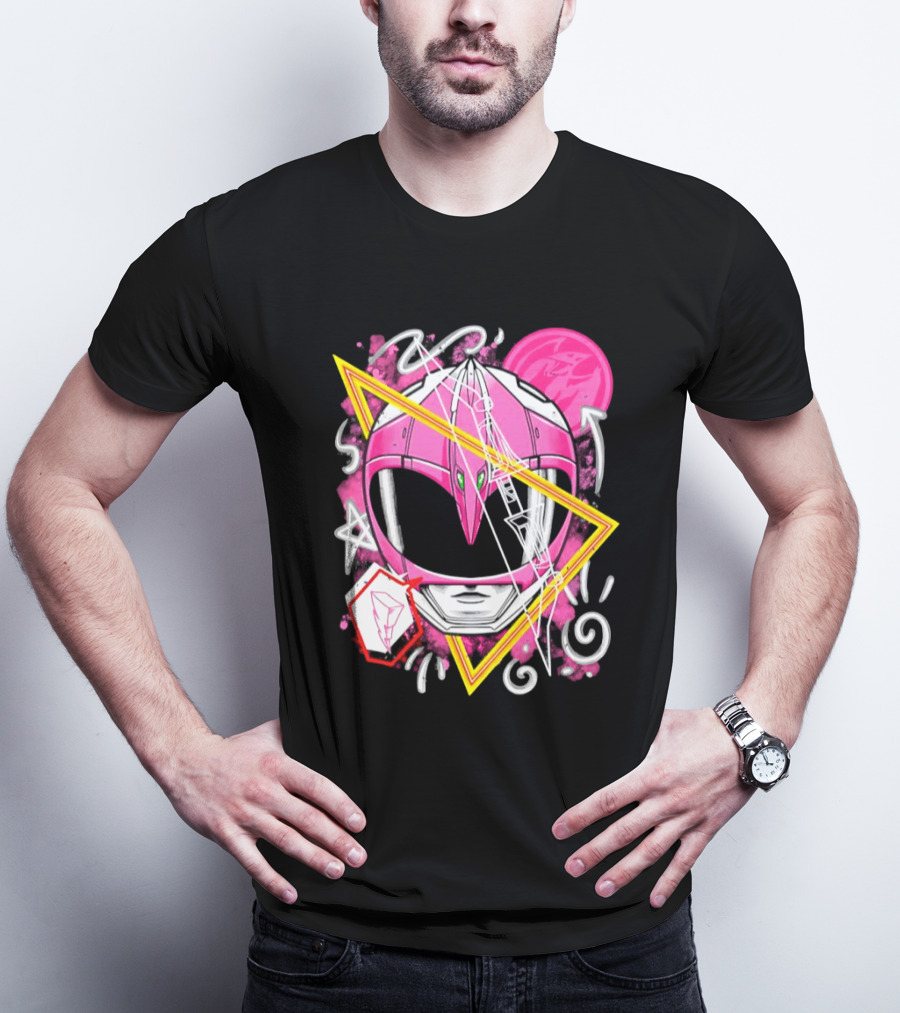 Mighty Morphin Power Rangers Pink Ranger Helmet Iconography T-Shirt