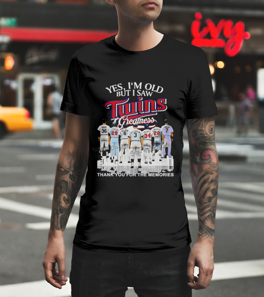 Yes I'm Old But I Saw Twins Greatness Thank You For The Memories T-Shirt