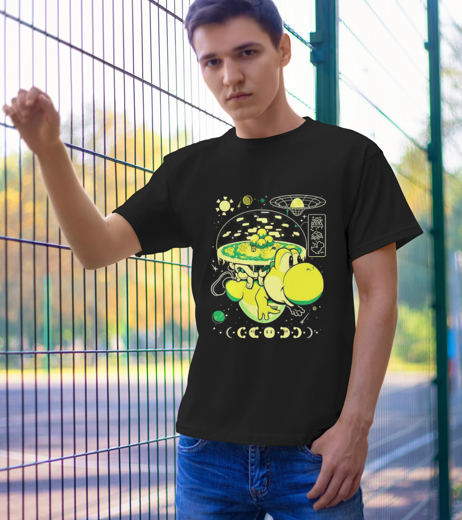 Yoshi Whole World Within His Shell Super Mario World Iconic Nintendo T-Shirt
