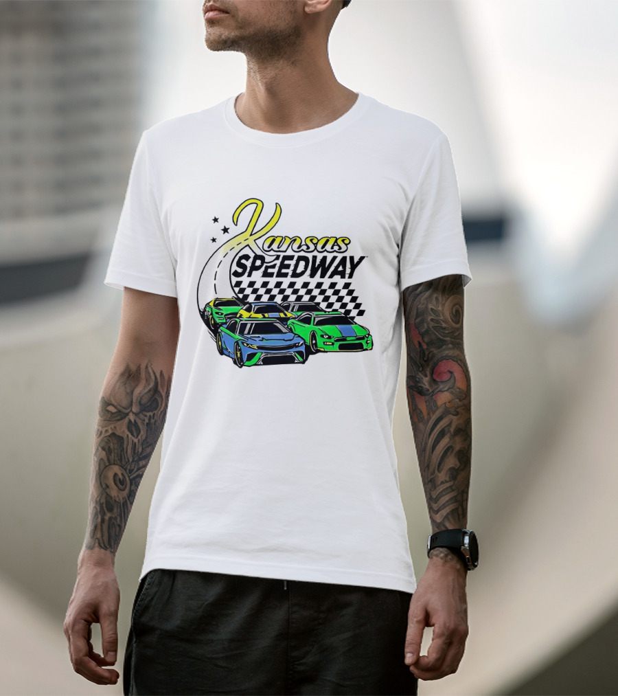 Kansas Speedway Racing Fast Cars And Checkered Flags T-Shirt