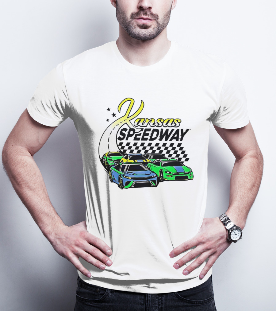 Kansas Speedway Racing Fast Cars And Checkered Flags T-Shirt