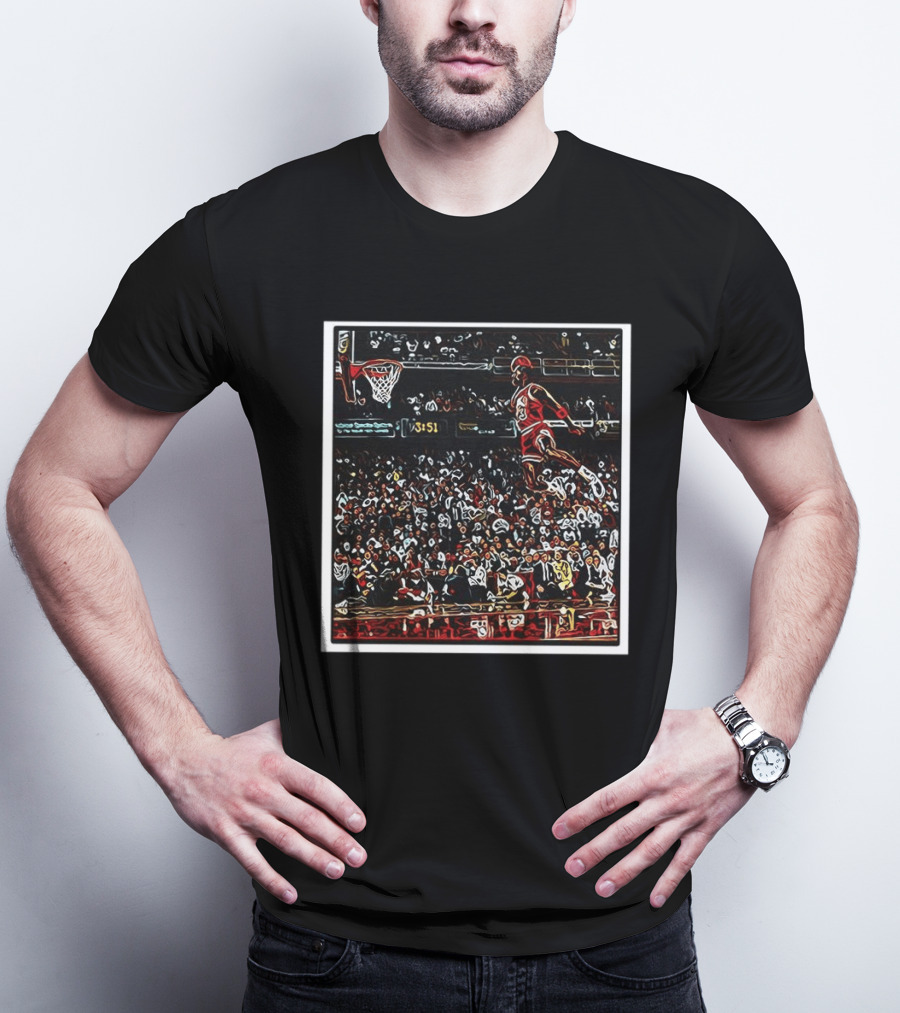 Michael Chicago Bulls Soaring GOAT Dunk NBA Legend T-Shirt