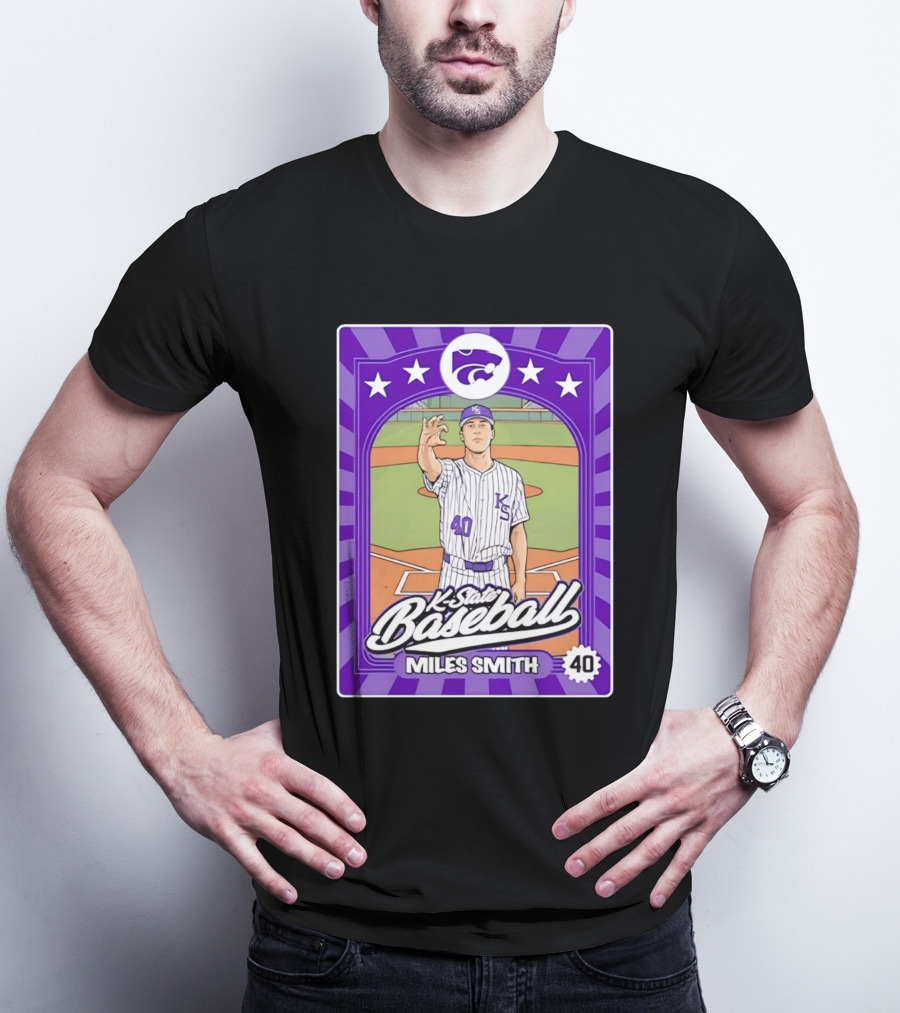 Miles Smith 40 K State Baseball Wildcats Kansas State T-Shirt