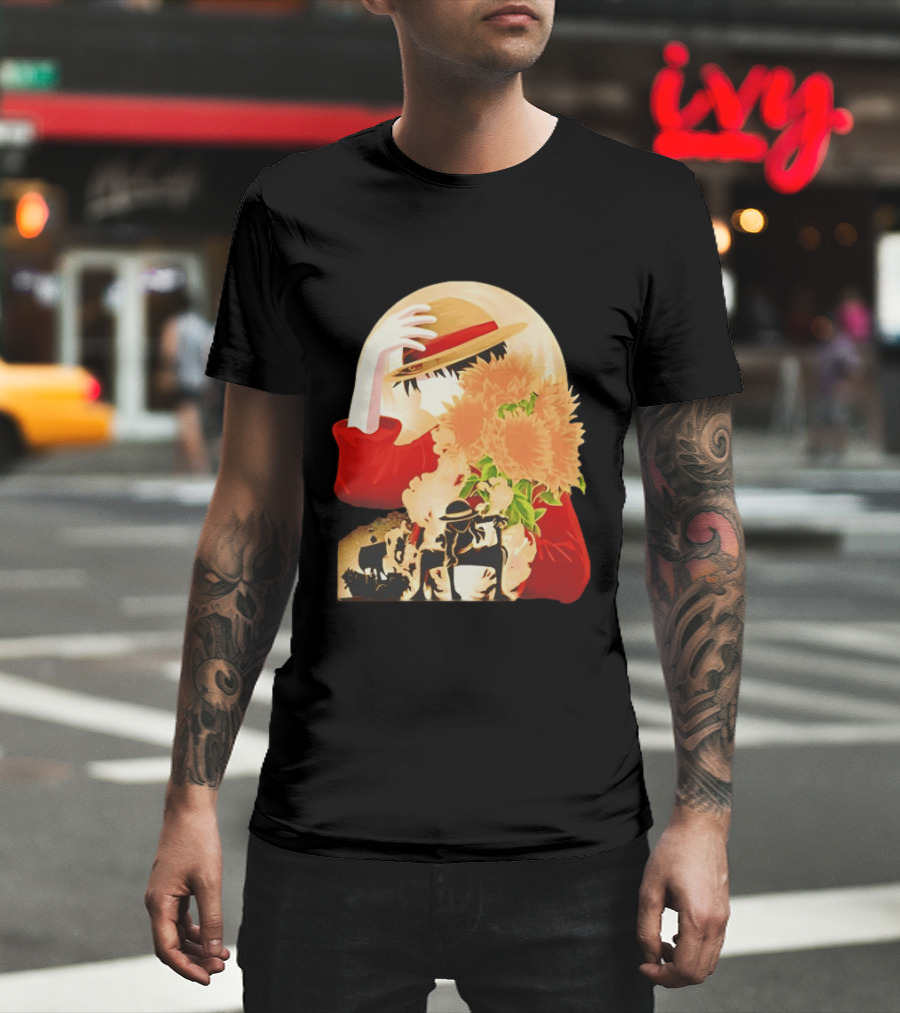 Monkey D. Luffy Red Outfit Straw Hat Sunflower Pirate Adventure T-Shirt