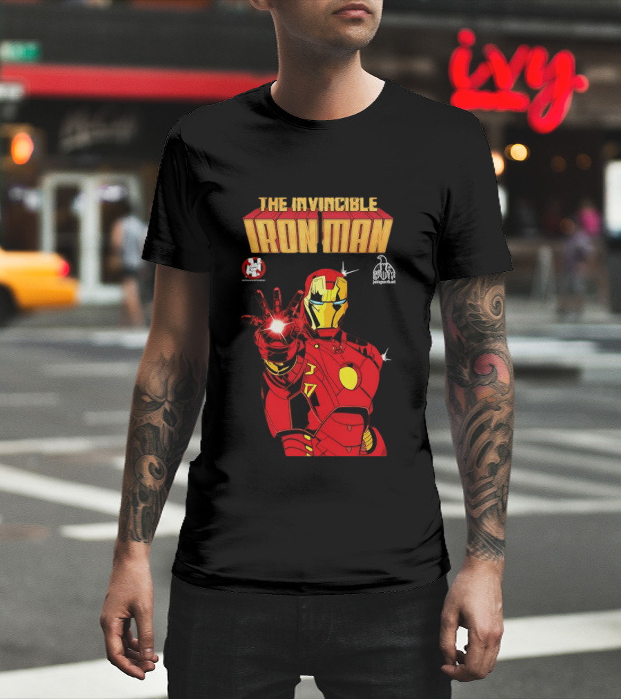 The Invincible Iron Man Superhero Iconic Armor Power Pose T-Shirt