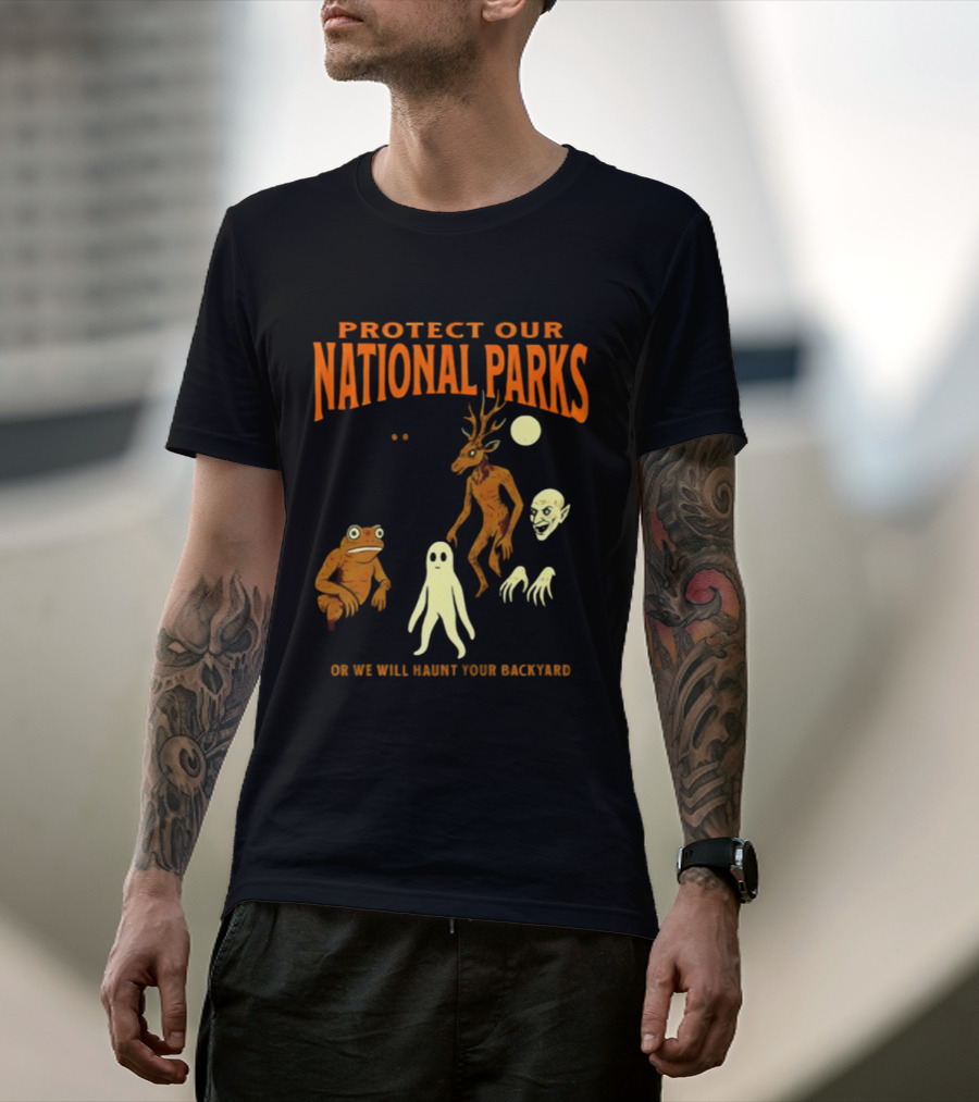 Protect Our National Parks Or We Will Haunt Your Backyard Deer Frog Ghost Skulls T-Shirt