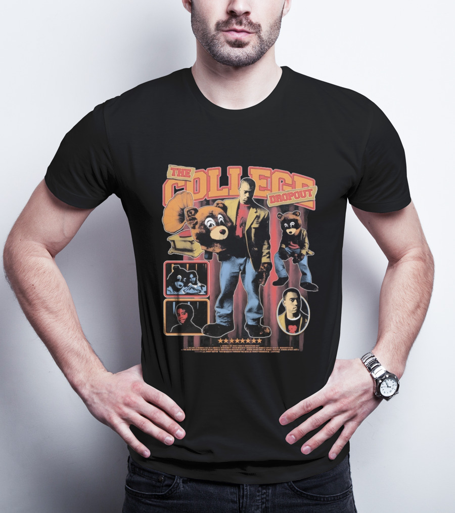 The College Dropout Kanye Bear Trompe L'oeil Retro Style Album T-Shirt