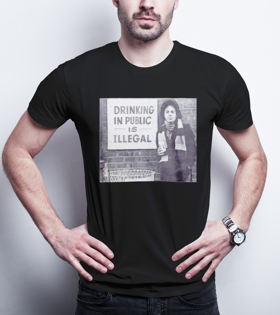 Rare Billy Joel Drinking In Public Is Illegal Vintage Photo T-Shirt
