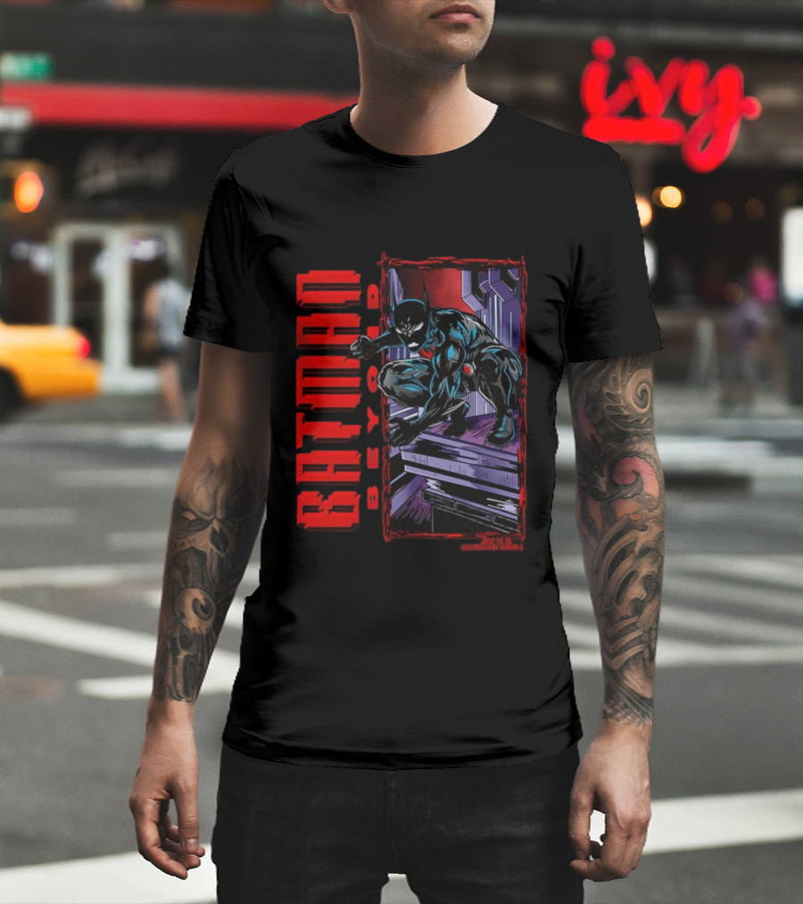 Batman Beyond Combat Readiness Stance Dynamic Gotham City Scene T-Shirt
