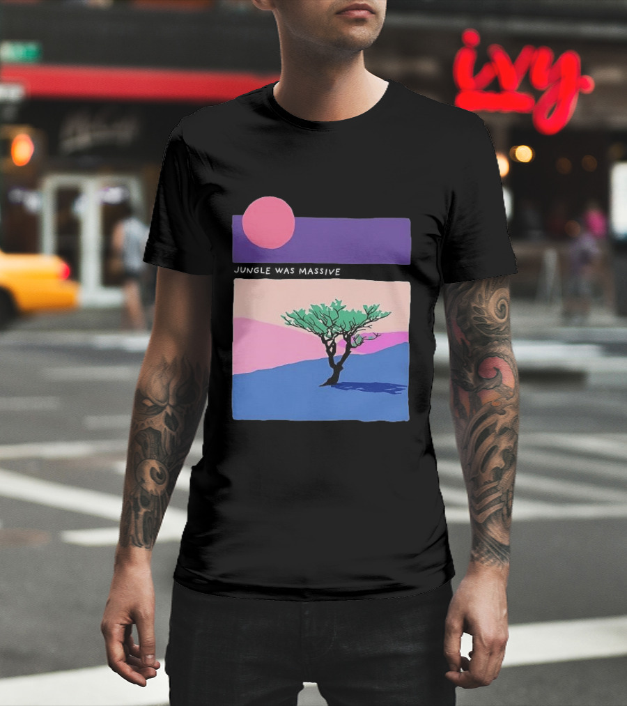 Jungle Was Massive Tree Vintage Sunset Aesthetic Nature Scene T-Shirt