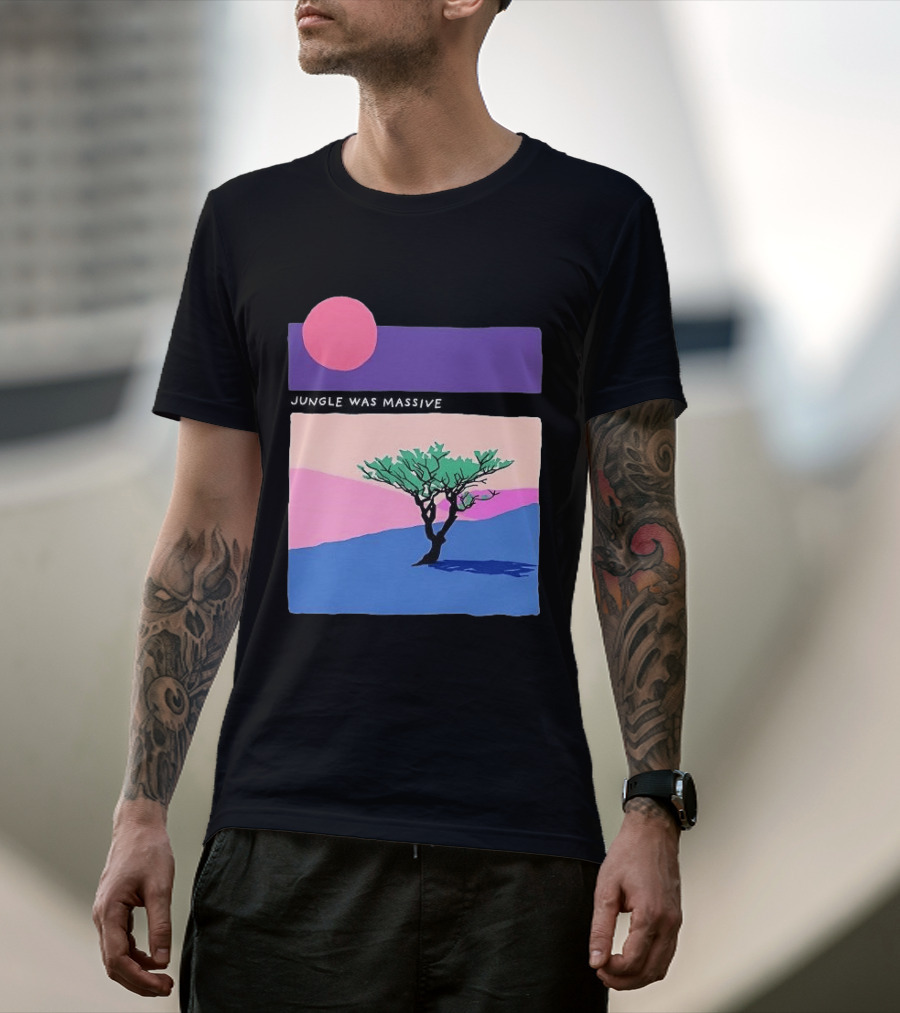 Jungle Was Massive Tree Vintage Sunset Aesthetic Nature Scene T-Shirt