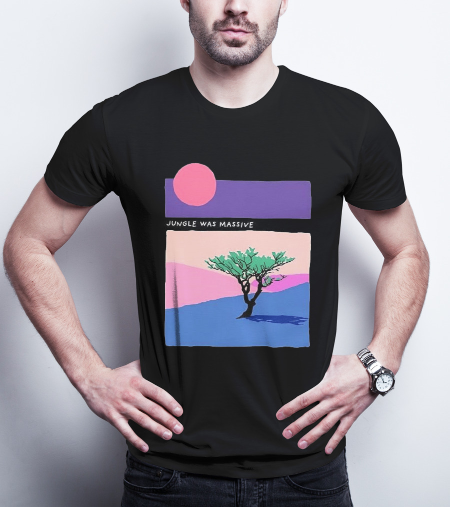 Jungle Was Massive Tree Vintage Sunset Aesthetic Nature Scene T-Shirt