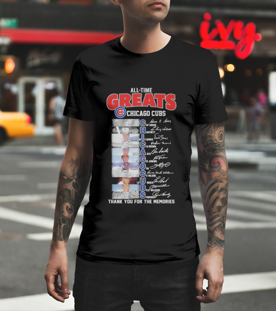 Chicago Cubs All Time Greats Legends And Signatures Thank You For The Memories T-Shirt