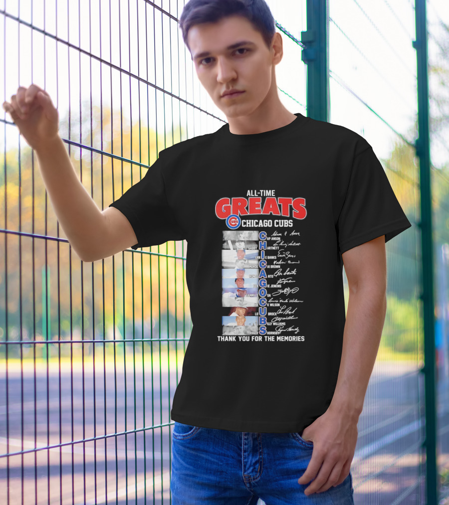 Chicago Cubs All Time Greats Legends And Signatures Thank You For The Memories T-Shirt