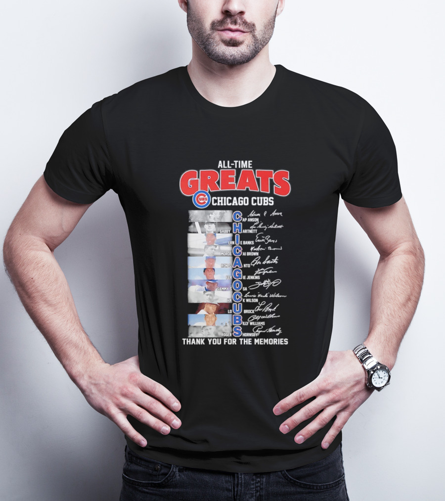 Chicago Cubs All Time Greats Legends And Signatures Thank You For The Memories T-Shirt