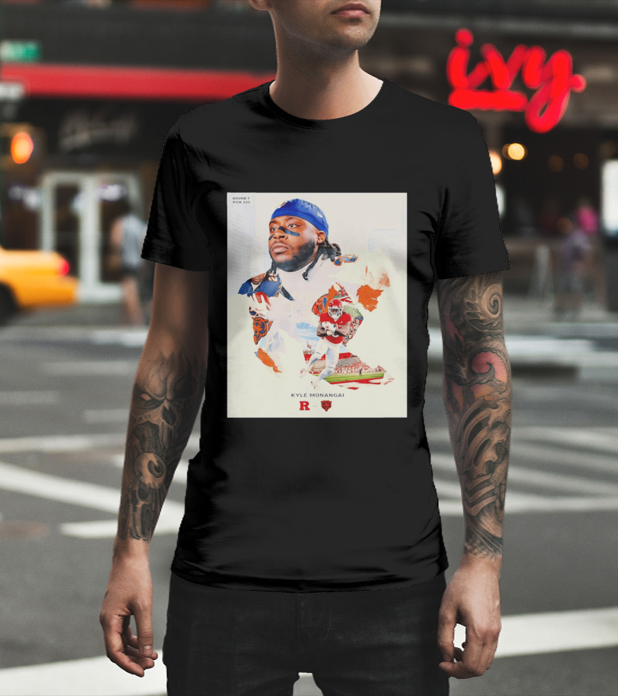 Round 7 Pick 233 Kyle Monangai Chicago Bears Rutgers Football T-Shirt