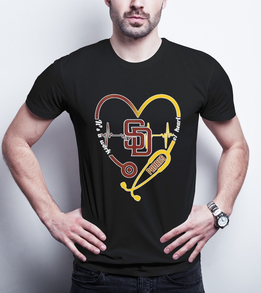 San Diego Padres Heart Soul Stethoscope Work Of Heartbeat T-Shirt