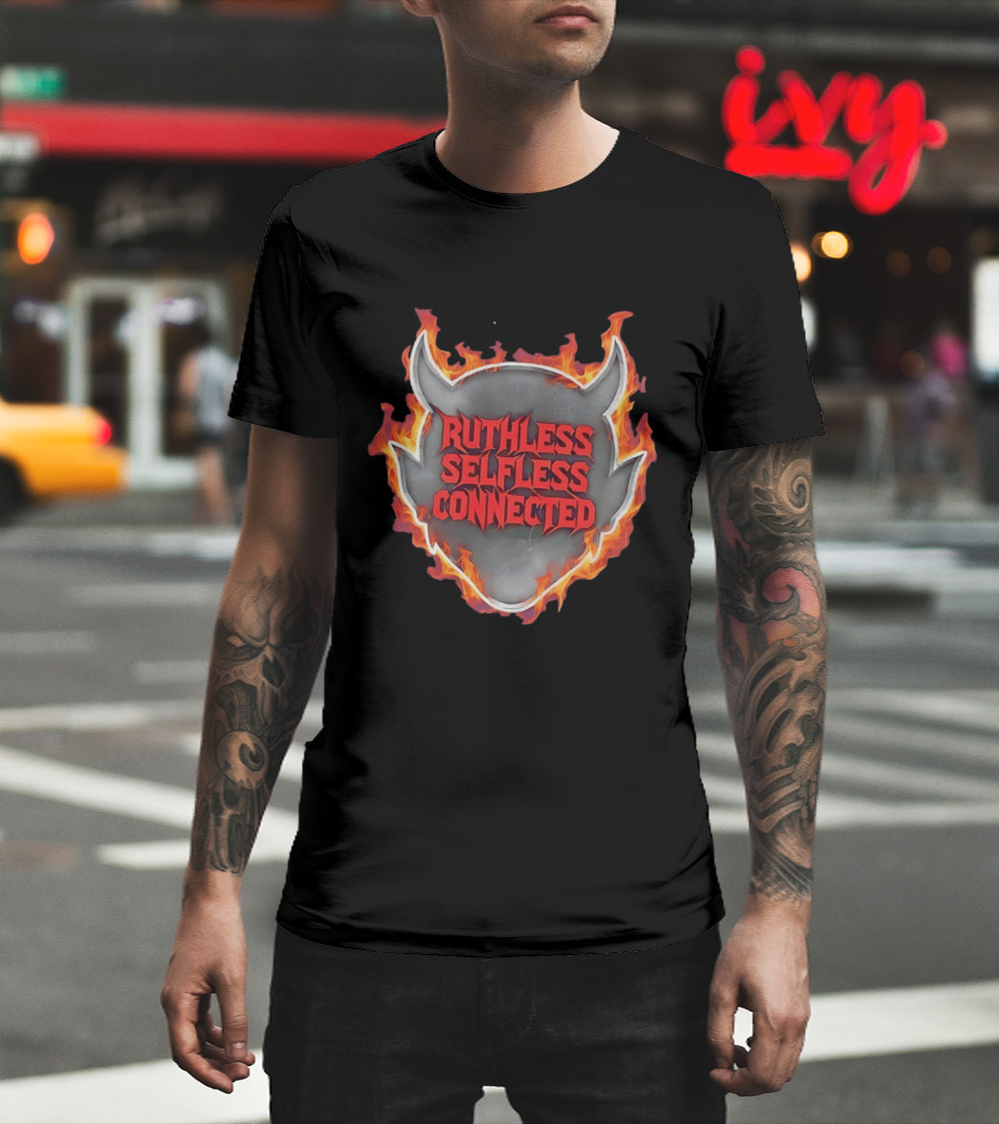 Ruthless Selfless Connected Demon Head Flames T-Shirt
