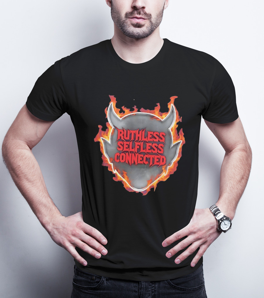 Ruthless Selfless Connected Demon Head Flames T-Shirt