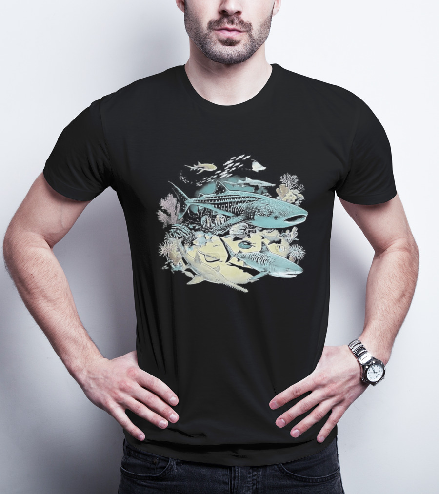 90s Sea Creatures Whale Shark Dolphin Vintage Style Aquatic Life T-Shirt