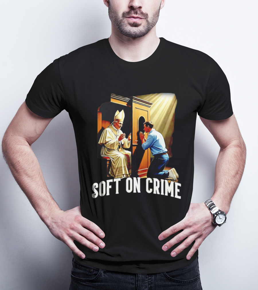 Soft On Crime Confessional Reflection With Penitent And Clergyman T-Shirt