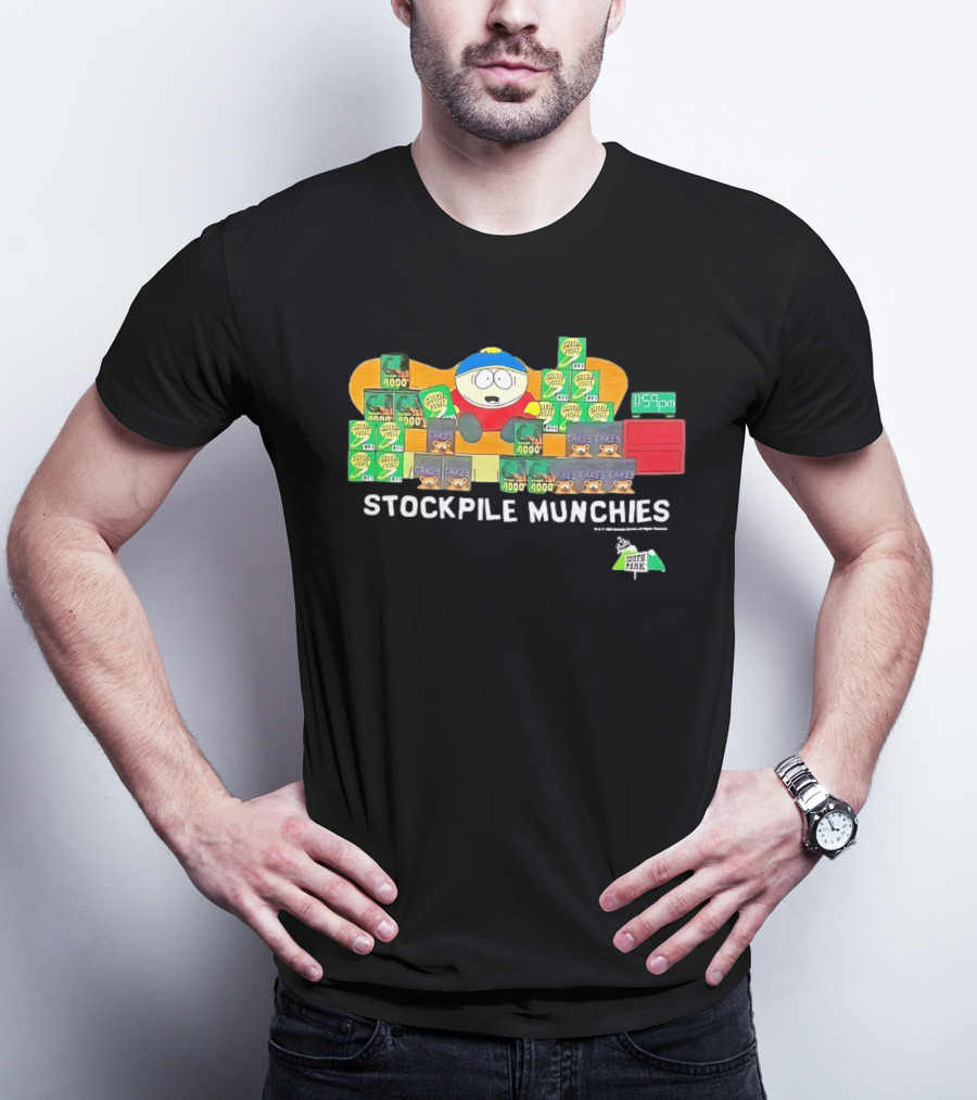 South Park Cartman Stockpile Munchies Cheesy Poofs 1159pm Cakes T-Shirt