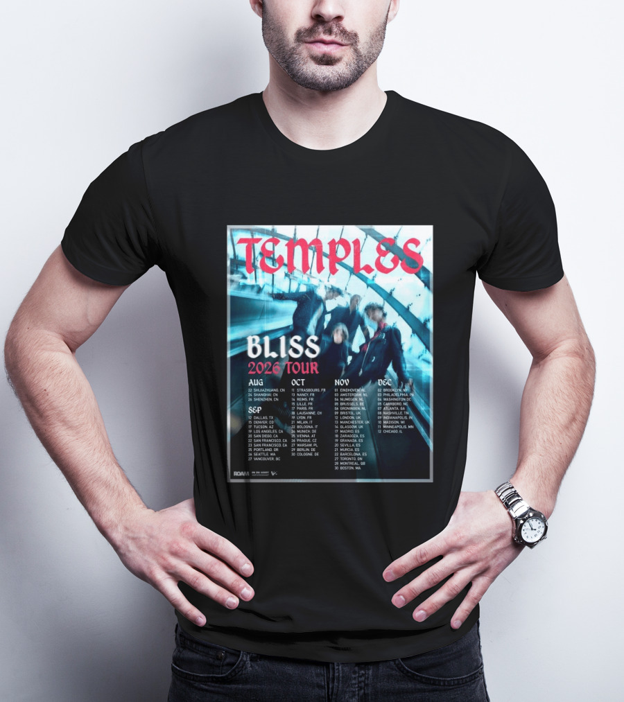 Temple Bliss 2026 Tour Dates August To December T-Shirt