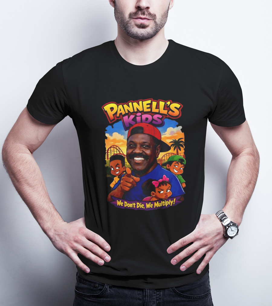 Pannell's Kids We Don't Die We Multiply Theme With Cartoon Characters And Amusement Park T-Shirt