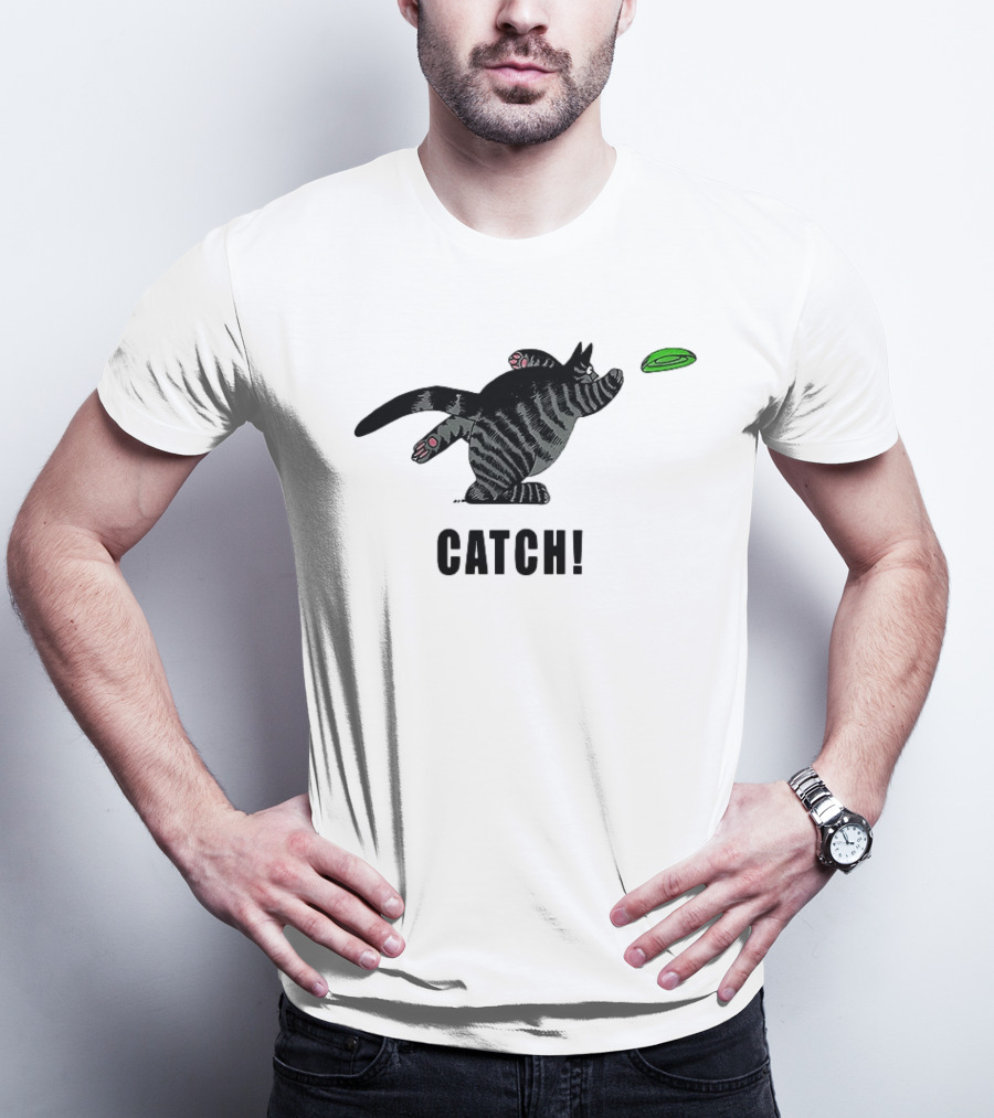 B Kliban Cat Catch Frisbee Playful Humor T-Shirt