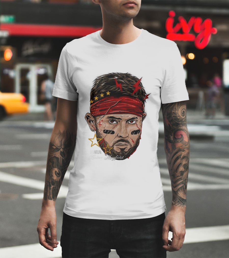 Baker Mayfield Red Bandana Star Lightning Face Paint T-Shirt