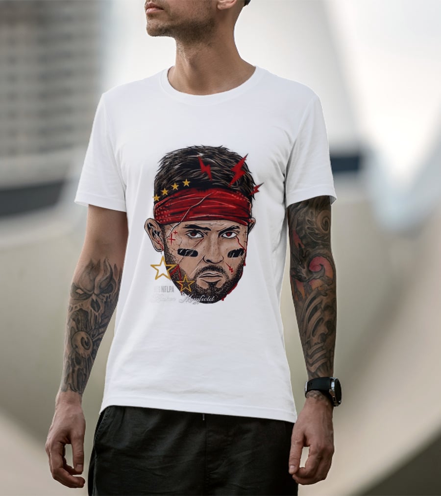 Baker Mayfield Red Bandana Star Lightning Face Paint T-Shirt