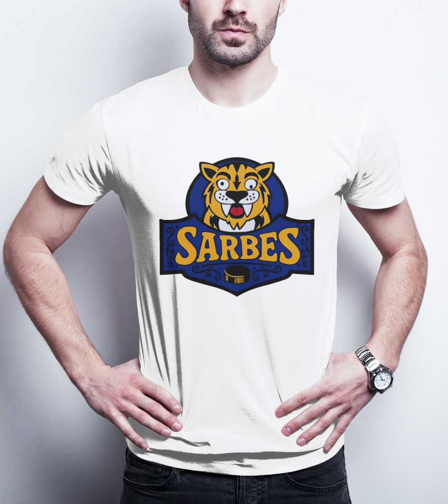 Buffalo Sarbes Hockey Tiger Mascot With Puck T-Shirt