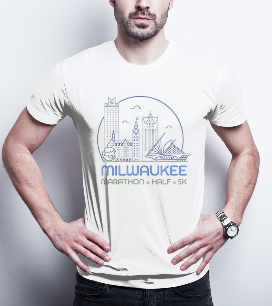 Milwaukee Marathon Half 5K Skyline Race Event T-Shirt