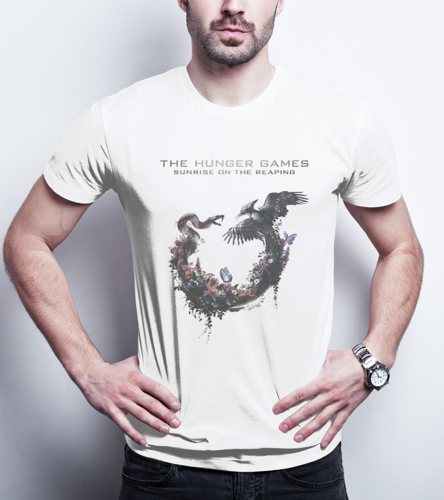 The Hunger Games Sunrise On The Reaping Snake And Bird Wreath T-Shirt
